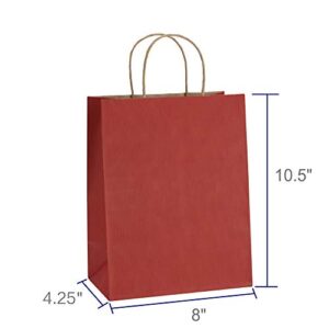 BagDream Gift Bags 8x4.25x10.5 Inches 25Pcs Paper Shopping Bags, Kraft Bags, Retail Bags, Red Stripes Paper Bags with Handles, Recycled Paper Gift Bags