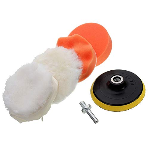 ZJchao 6pcs 4 inch Sponge Polishing Waxing Buff Pads Set Kit with M10 Drill Adapter for Car