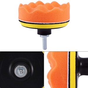 ZJchao 6pcs 4 inch Sponge Polishing Waxing Buff Pads Set Kit with M10 Drill Adapter for Car