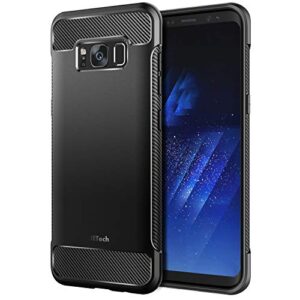 jetech slim fit case compatible with samsung galaxy s8 plus s8+, thin phone cover with shock-absorption and carbon fiber design (black)