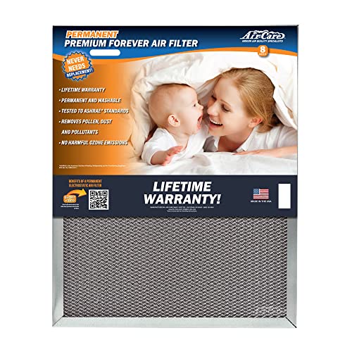 Air-Care 16x20x1 Silver Electrostatic Washable A/C Furnace Air Filter - Never Buy Another Filter!