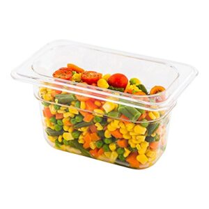 met lux 4 inch deep food pans, 1 1/9 size commercial food storage container - freezer-safe, break-resistant, clear plastic cold pans, dishwasher-safe, for kitchens, restaurants, or cafeterias