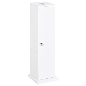 homcom toilet paper cabinet, small bathroom corner floor cabinet with doors and shelves, thin storage bathroom organizer for paper shampoo, white