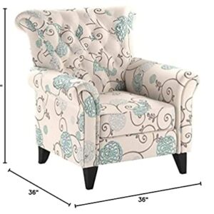 Christopher Knight Home Greggory Floral Fabric Tufted Chair, White / Blue