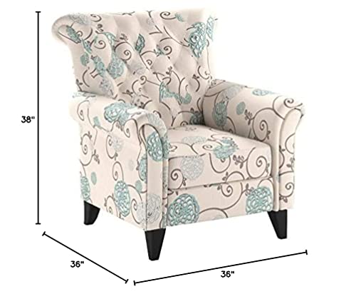 Christopher Knight Home Greggory Floral Fabric Tufted Chair, White / Blue