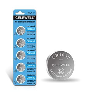 celewell cr1632 5 pack cr 1632 battery lithium 3v for garmin vivofit jr key fob replacement 【5-year warranty】