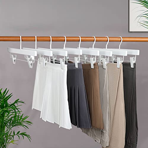 TOPIA HANGER All White Wooden Pants Hangers, Wood Skirt Hangers with Clips, Deluxe Jeans Hanger with 360°Swivel Anti-Rust Flat Hook, Smooth Finish Wood Hangers for Slacks Trousers 20 Pack -CT03W