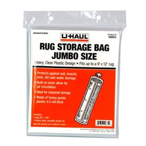 u-haul jumbo rug storage bag (fits rugs up to 9' x 12') - protection for jumbo rolled rug - 26" x 130"