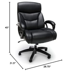 OFM ESS Collection Big and Tall Bonded Leather Executive Chair, Black