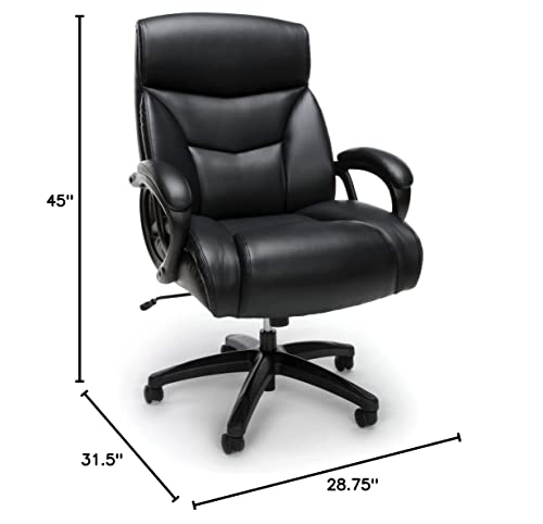 OFM ESS Collection Big and Tall Bonded Leather Executive Chair, Black