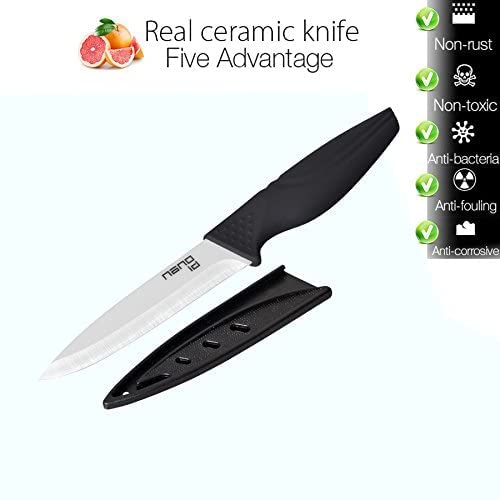 NANO ID Ceramic Steak Red Knife Extremely Sharp Ceramic Knife (black)