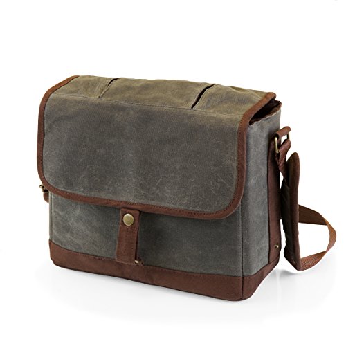 LEGACY - a Picnic Time brand Insulated Double Glass Growler Tote, Beer Gifts for Men, Waxed Canvas Tote Bag Water Bottle Carrier, (Khaki Green with Brown Accents)