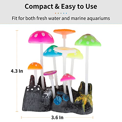 Uniclife Glowing Effect Artificial Mushroom Aquarium Plant Decor Ornament Decoration for Fish Tank Landscape