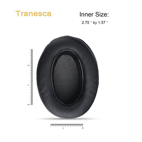 Tranesca Leather Replacement earpad/Ear Cushion/Ear Cover for Big OVEREAR Headphones (Fits a Great Variety of Headphones) - Black