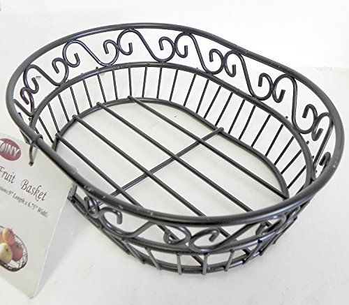 DI Home & Style Metal Oval Bread Fruit Basket Antique Matte Black