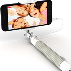 Premium 5-in-1 Wired Selfie Stick for iPhone 11 10 XR XS 9 8 7 6 5, Samsung Galaxy S10 S9 S8 S7 S6 S5 - Takes Selfies in Seconds, Get Perfect HD Photos - No Apps, No Downloads, No Batteries Required