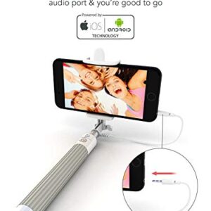 Premium 5-in-1 Wired Selfie Stick for iPhone 11 10 XR XS 9 8 7 6 5, Samsung Galaxy S10 S9 S8 S7 S6 S5 - Takes Selfies in Seconds, Get Perfect HD Photos - No Apps, No Downloads, No Batteries Required