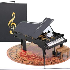 PopLife Grand Piano 3D Pop Up Card for All Occasions - Happy Birthday, Graduation, Father's Day, Mother's Day, Congratulations, Retirement, Thank You - Musicians, Teachers, Gift for Music Lovers