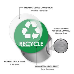 Pixelverse Design Recycle Sticker Trash Bin Label, 4" x 4" Black Trash and Green Recycle Home Round Vinyl Decals (4 Pack)