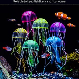 Uniclife 6 Pcs Glowing Jellyfish Ornament Decoration for Aquarium Fish Tank