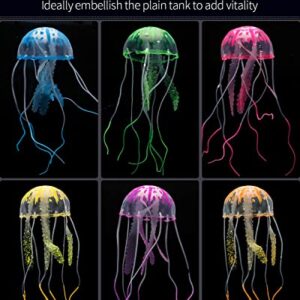 Uniclife 6 Pcs Glowing Jellyfish Ornament Decoration for Aquarium Fish Tank