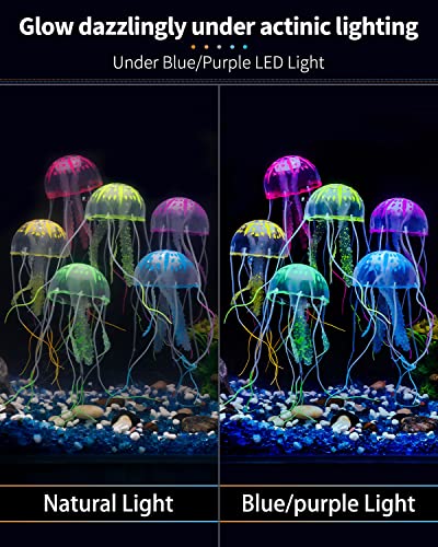 Uniclife 6 Pcs Glowing Jellyfish Ornament Decoration for Aquarium Fish Tank