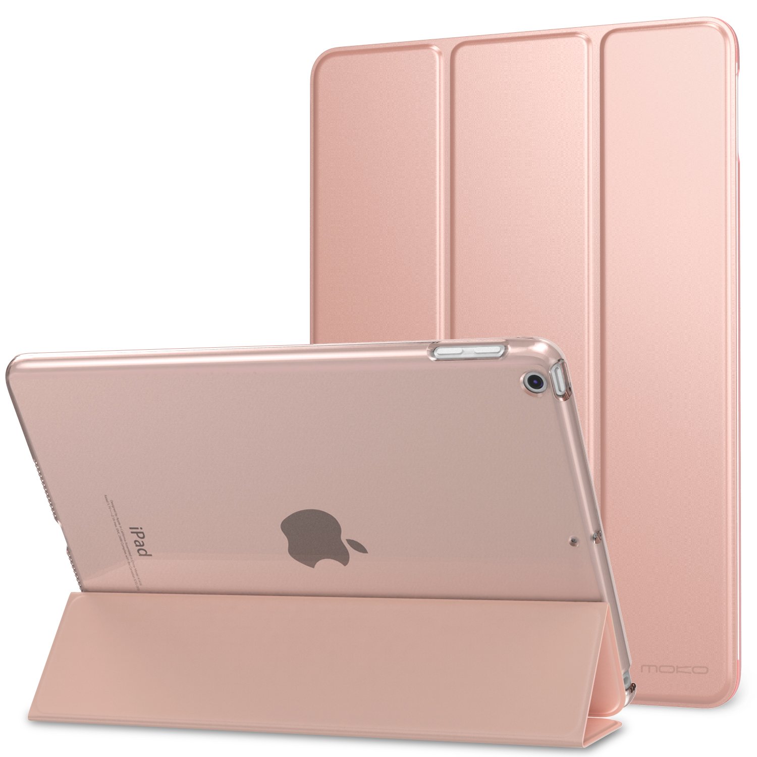 MoKo Case Fit 2018/2017 iPad 9.7 5th / 6th Generation - Slim Lightweight Smart Shell Stand Cover with Translucent Frosted Back Protector Fit Apple iPad 9.7 Inch 2018/2017, Rose Gold(Auto Wake/Sleep)