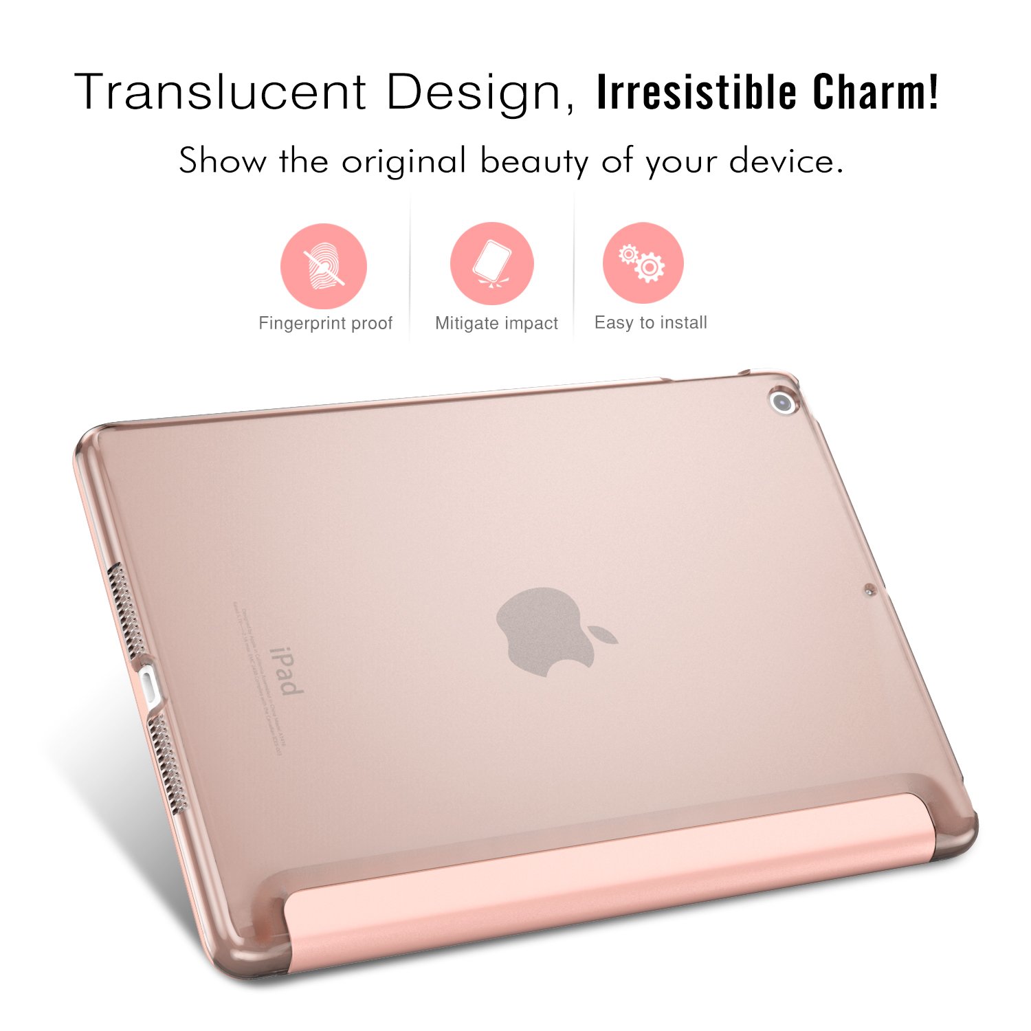 MoKo Case Fit 2018/2017 iPad 9.7 5th / 6th Generation - Slim Lightweight Smart Shell Stand Cover with Translucent Frosted Back Protector Fit Apple iPad 9.7 Inch 2018/2017, Rose Gold(Auto Wake/Sleep)