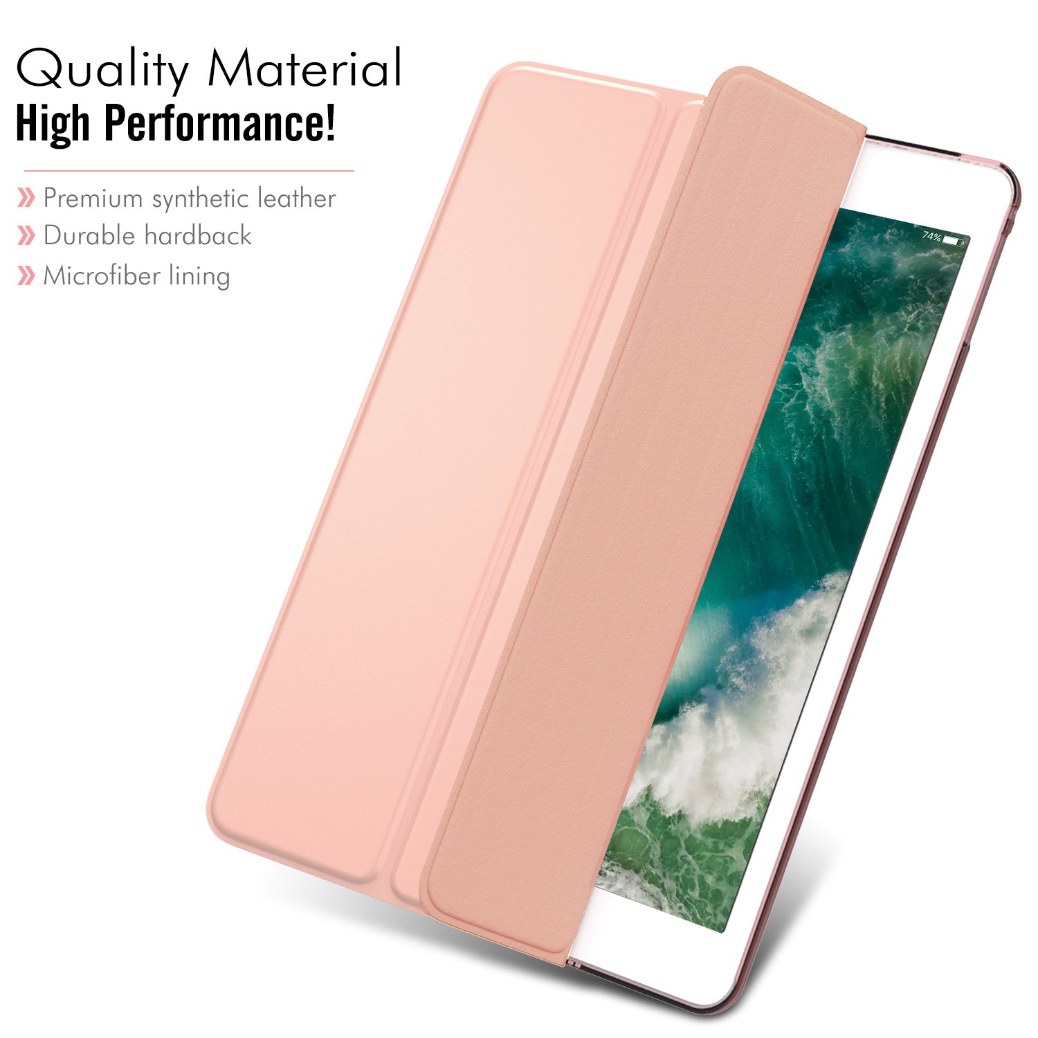 MoKo Case Fit 2018/2017 iPad 9.7 5th / 6th Generation - Slim Lightweight Smart Shell Stand Cover with Translucent Frosted Back Protector Fit Apple iPad 9.7 Inch 2018/2017, Rose Gold(Auto Wake/Sleep)