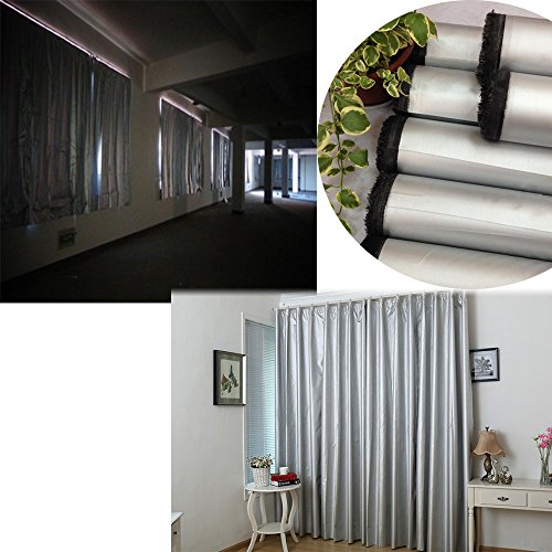 Blackout Drapery Shade Fabric Black and Silver 100 Percent Shading Light Waterproof Sunshade Cloth Light Weight (4Yards)