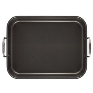 Rachael Ray Brights Hard Anodized Nonstick Roaster / Roasting Pan with Rack - 16 Inch x 12 Inch, Gray