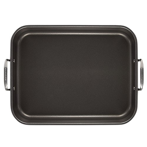 Rachael Ray Brights Hard Anodized Nonstick Roaster / Roasting Pan with Rack - 16 Inch x 12 Inch, Gray