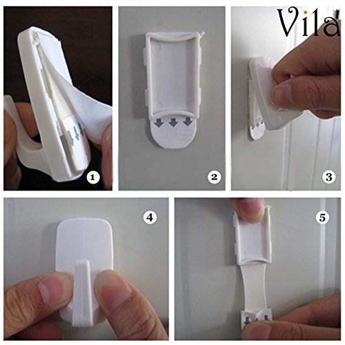 Vila Self-Stick Multi-Purpose Utility Hooks, Holds up to 2 lbs, Easy Removal with NO Wall Damage, Sturdy and Strong, Perfect for Dorm Room or Rental Apartment, 4-Pieces