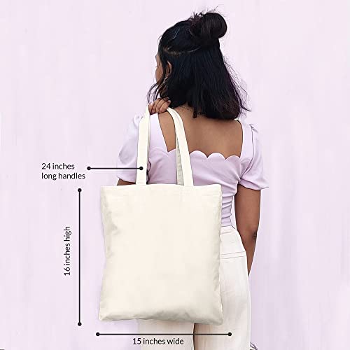 Ecoright Aesthetic Canvas Tote Bag for Women, Cute, Reusable Cotton Bags for School, Gym, Shopping, Beach & Groceries, Gifts