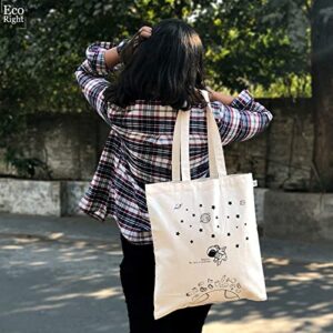 Ecoright Aesthetic Canvas Tote Bag for Women, Cute, Reusable Cotton Bags for School, Gym, Shopping, Beach & Groceries, Gifts