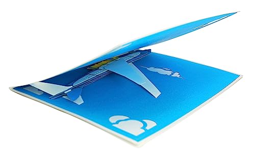 PopLife Jet Airplane Pop Up Card for All Occasions - Happy Birthday, Graduation, Congratulations, Retirement, Work Anniversary, Fathers Day - Pilots, Plane Travelers - Folds Flat for Mailing