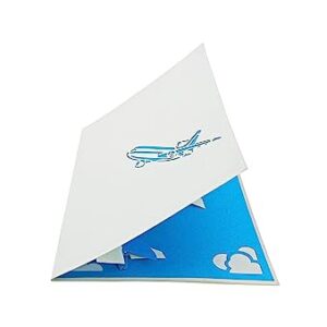 PopLife Jet Airplane Pop Up Card for All Occasions - Happy Birthday, Graduation, Congratulations, Retirement, Work Anniversary, Fathers Day - Pilots, Plane Travelers - Folds Flat for Mailing