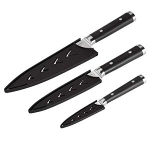 Anolon Imperion Damascus Steel Cutlery Chef Knife Set, 3-Piece, Small, Black