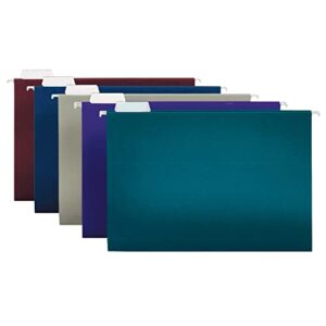 office depot 2-tone hanging file folders, 1/5 cut, 8 1/2in. x 14in., legal size, assorted colors, box of 25, odom01945