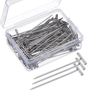 mudder 100 pack wig t-pins 2 inch with plastic box, silver