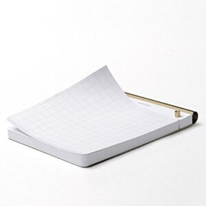 russell+hazel Metal Backed Gold Drafters Tablet Notepad, 100 Perforated Gridded Drafting Sheets, 6.375" x 8.875", Drafters Tablet Notepad