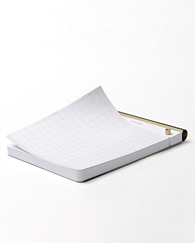 russell+hazel Metal Backed Gold Drafters Tablet Notepad, 100 Perforated Gridded Drafting Sheets, 6.375" x 8.875", Drafters Tablet Notepad