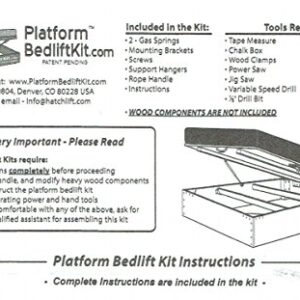 Hatchlift Products Platform Bedlift Kit (Queen-Heavy) DIY Under Bed Storage Kit