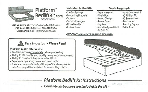 Hatchlift Products Platform Bedlift Kit (Queen-Heavy) DIY Under Bed Storage Kit