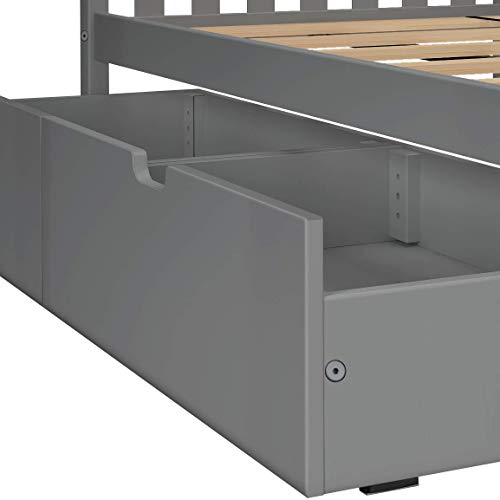 Max & Lily Bunk Bed, Full-Over-Full Wood Bed Frame for Kids with Storage Drawers, Grey