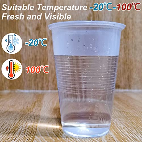 TashiBox 12 oz clear plastic cups - Disposable cold drink party cups (200)