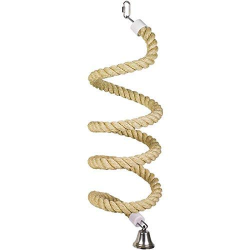 Hypeety Birds Parrot Stand Perch Toys Stainless Steel Birds Cage Perch Climbing String Rope