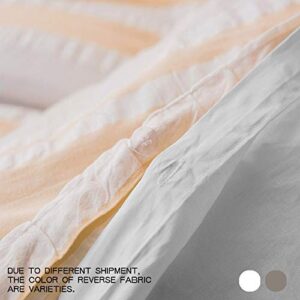 Merryfeel Seersucker Duvet Cover Set King,100% Cotton Woven Seersucker Stripe Duvet Cover Set, 3 Pieces Bedding Set - King - Light Yellow