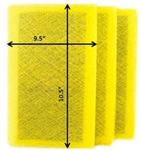 rayair supply 12x12 air ranger replacement filter pads 12x12 (3 pack) yellow