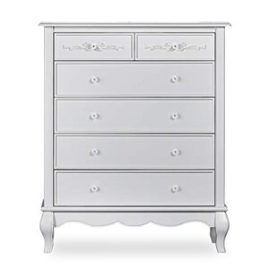 evolur aurora 6 drawer tall chest in akoya grey pearl/silver mist